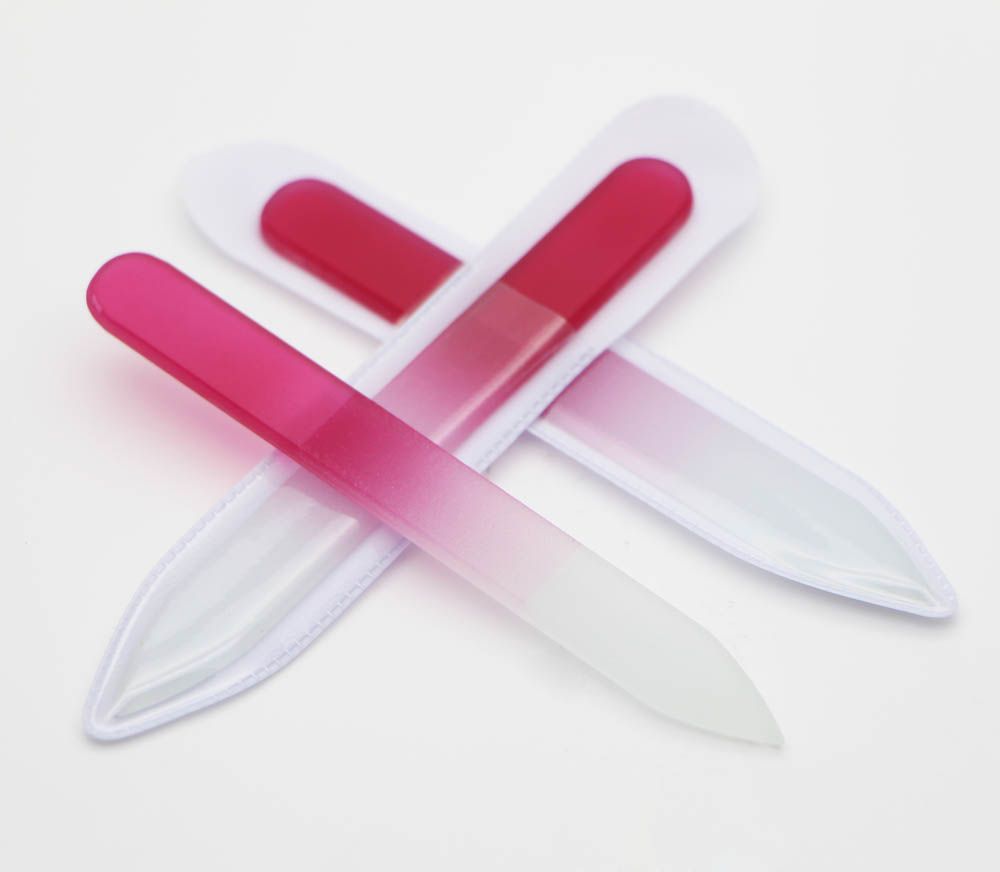 50X 3.5 /9CM Glass Nail Files With Plastic Sleeve Durable Crystal File ...