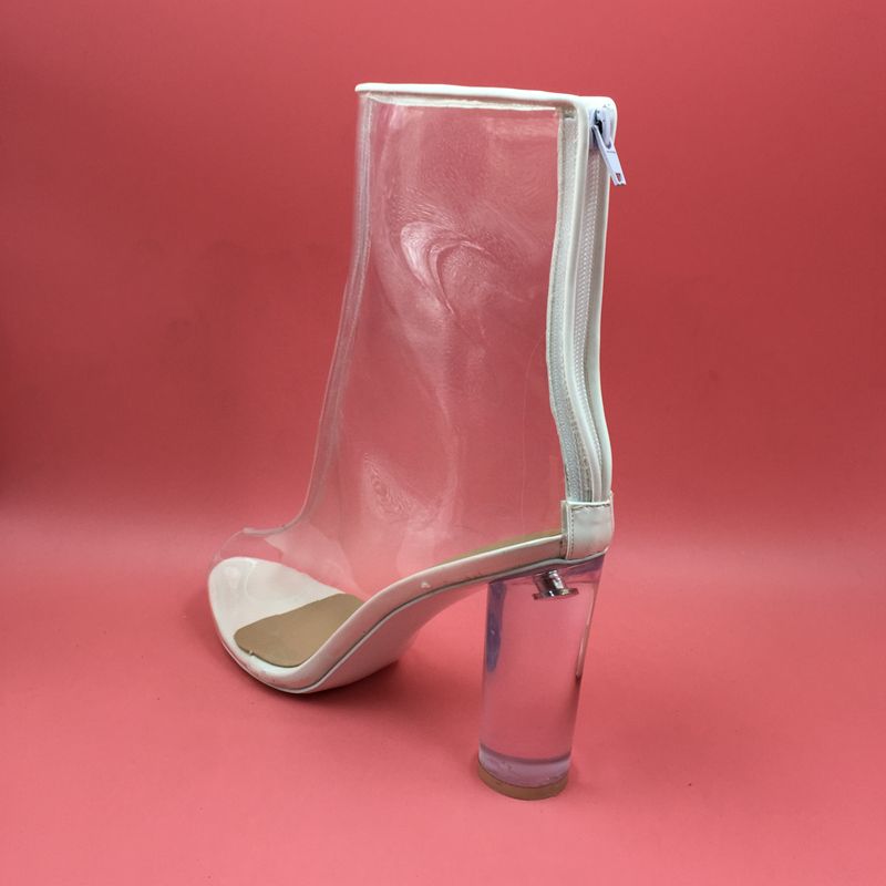 Clear Plastic Wedding Shoes Boots See Through PVC Women Boots Short ...