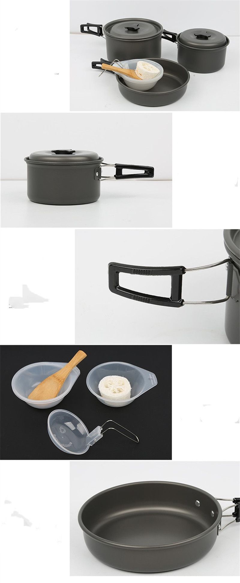 2 3 People 9 In 1 Aluminum Alloy Outdoor Camping Cookware Pot Set ...