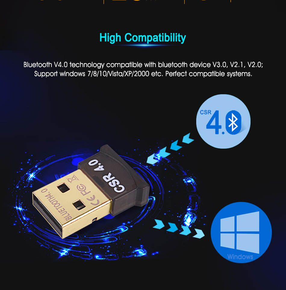 Mini USB Bluetooth Adapter V4.0 + EDR USB Dongle CSR8510 Wireless USB ...