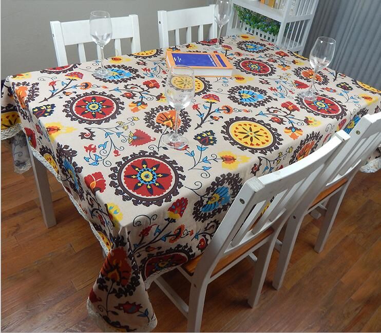 European Cotton & Linen Mediterranean Style Square Tablecloths ...