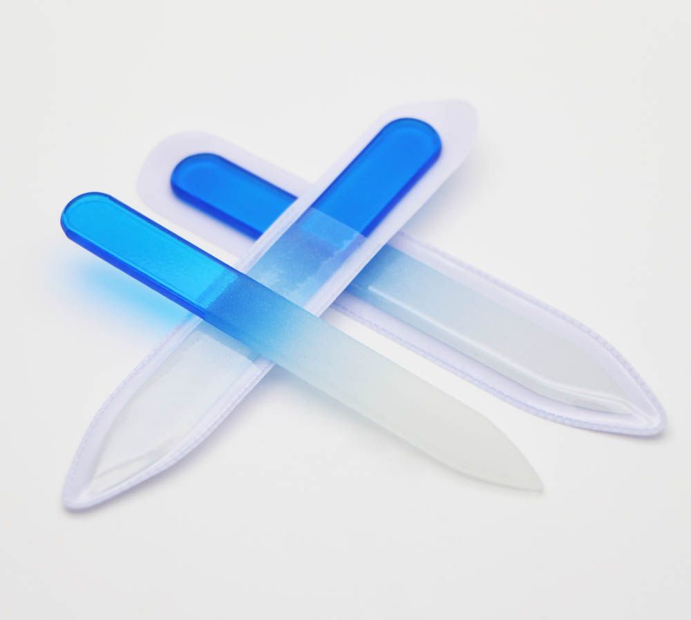 50X 3.5 /9CM Glass Nail Files With Plastic Sleeve Durable Crystal File ...