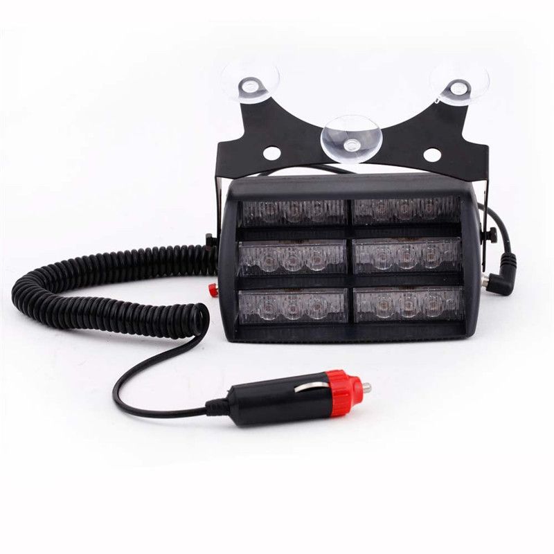 Amber 18 LED 12V LED Strobe Emergency Flashing Warning Light + Car ...