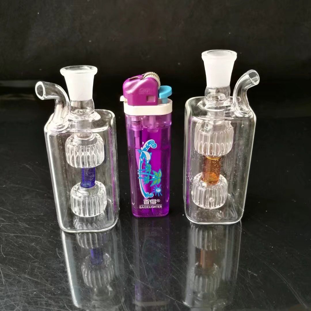 2020 Mini 2 Wheel Square Pot Wholesale Glass Bongs Oil Burner Glass ...