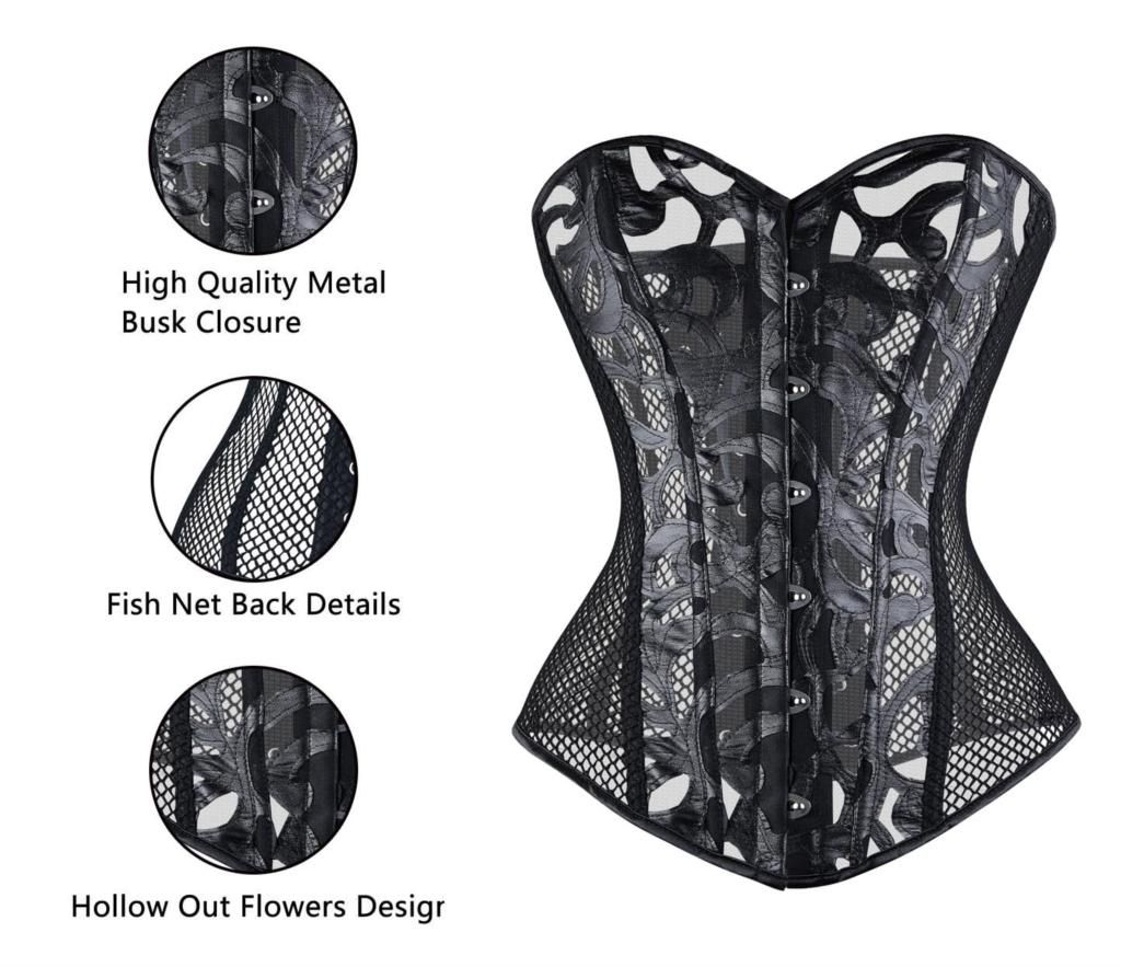 2020 Sexy Mesh Corsets And Bustie Elastic Net Hollow Out Flowers Design