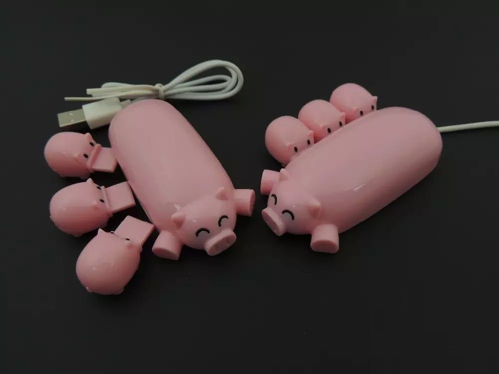 2020 Wholesale Cartoon Pig USB Hub One Drag Three HUB Computer USB2.0 ...