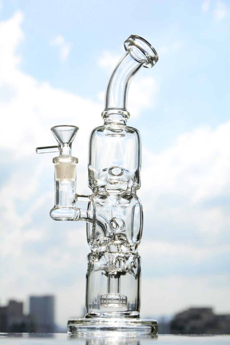 2020 Heady Glass Clear Straight Recycler Glass Bongs Round Bong Thick ...