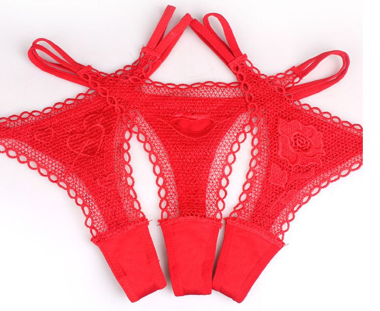 2020 Valentine Rose Thongs T Pack For Wife Sexy Red Flower Thongs