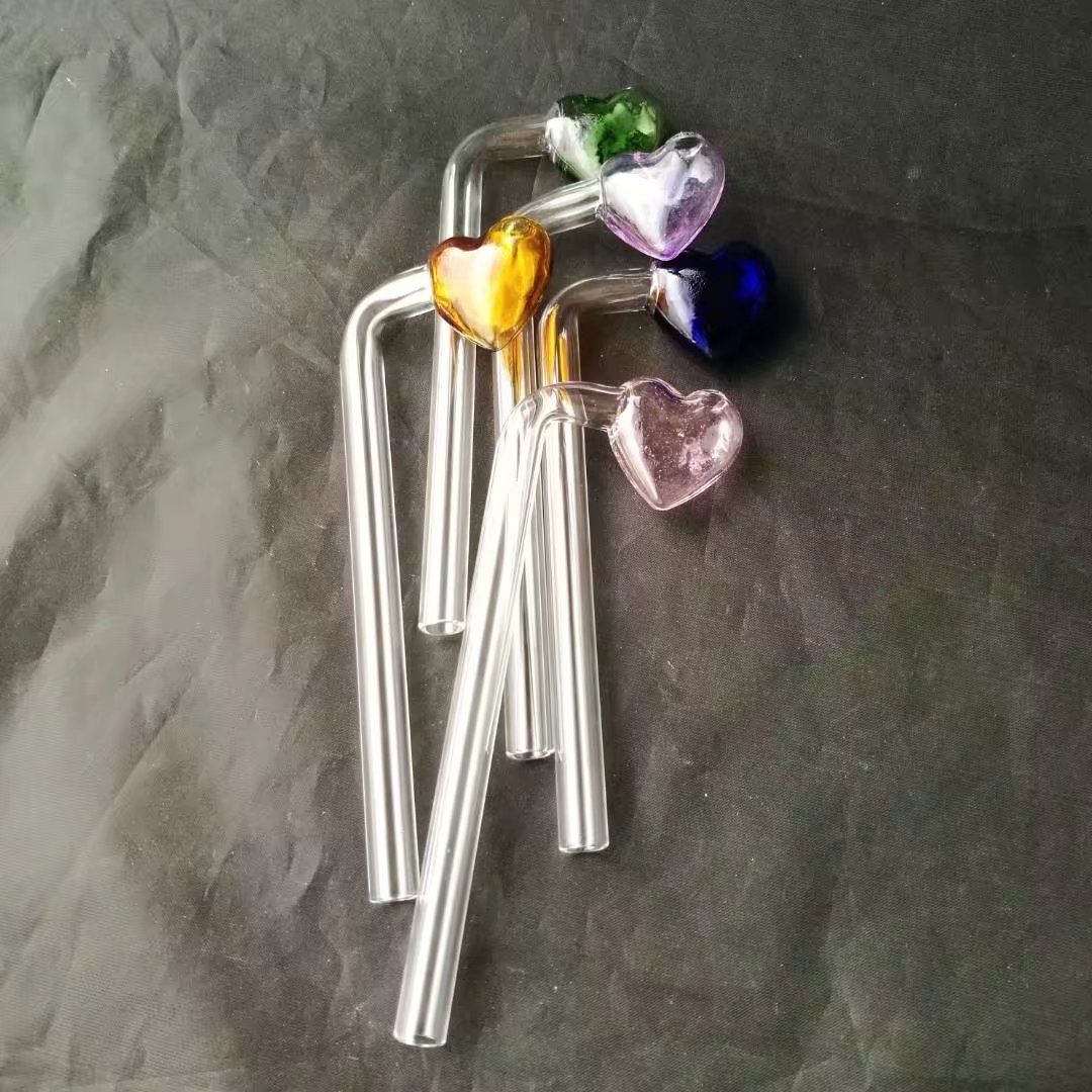 Long Peach Pot Glass Bongs Accessories , Colorful Pipe Smoking Curved ...