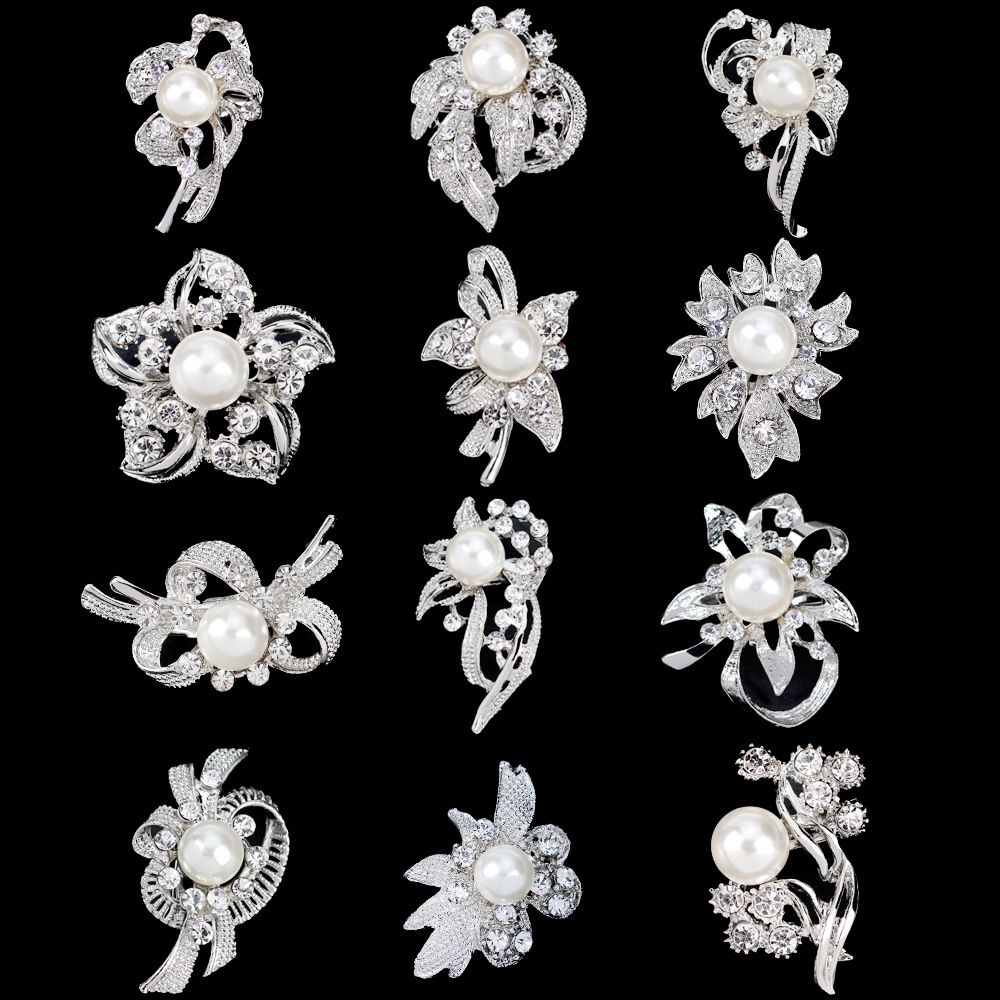 Buy Best And Latest Style 30% Off Silver Tone Small Gold Brooches Clear ...
