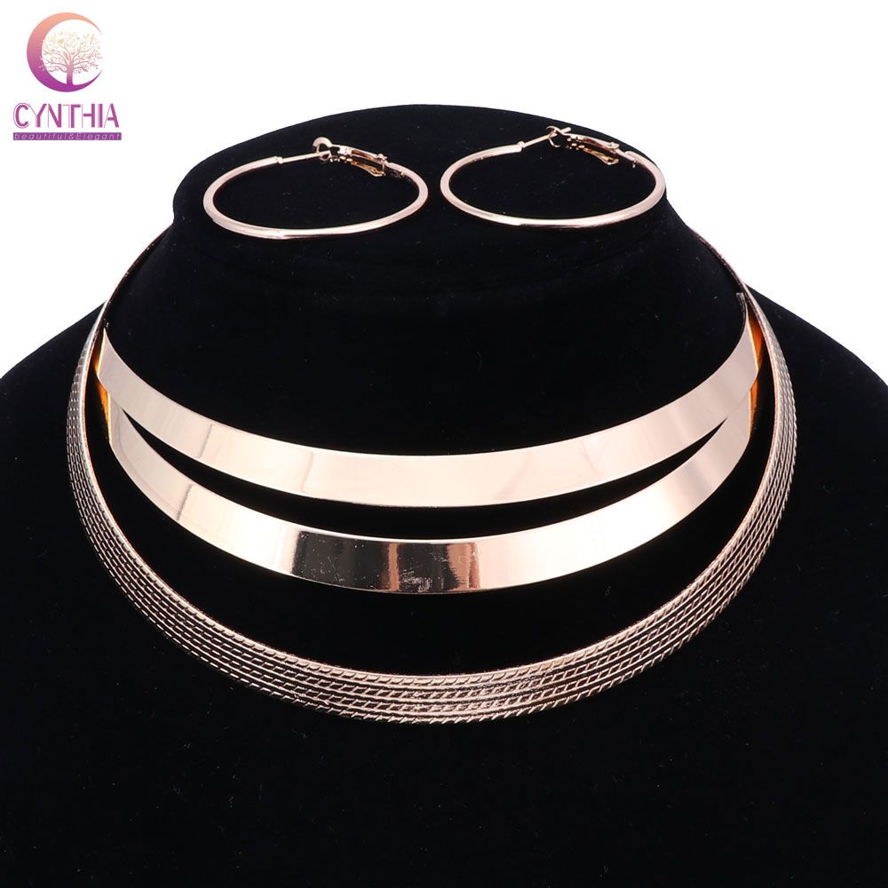 2021 Trendy Arc Hollow Metal Big Torque Neck Bib Choker Necklaces Women ...
