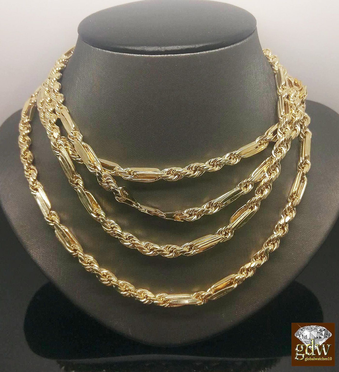 Mens 10k Yellow Gold Milano Rope Chain 30 Inches 6mm, Palm,Franco ...