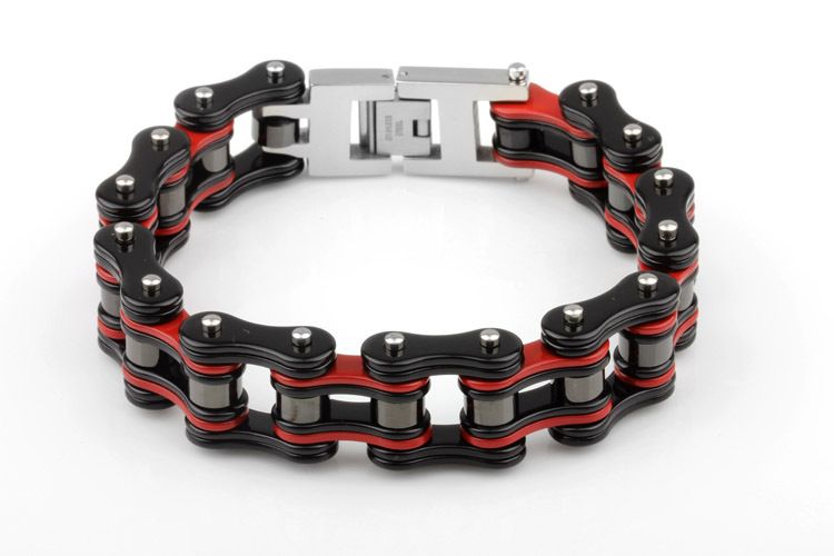 16mm Wide Punk Silver & Purple Bike Chain Bracelet Durable 316L ...