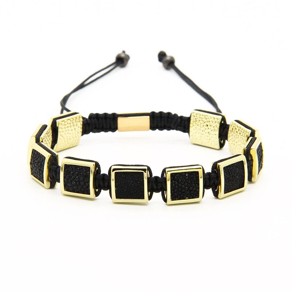 High Quality Mens Bracelets Jewelry Micro Pave Beads Python Leather ...