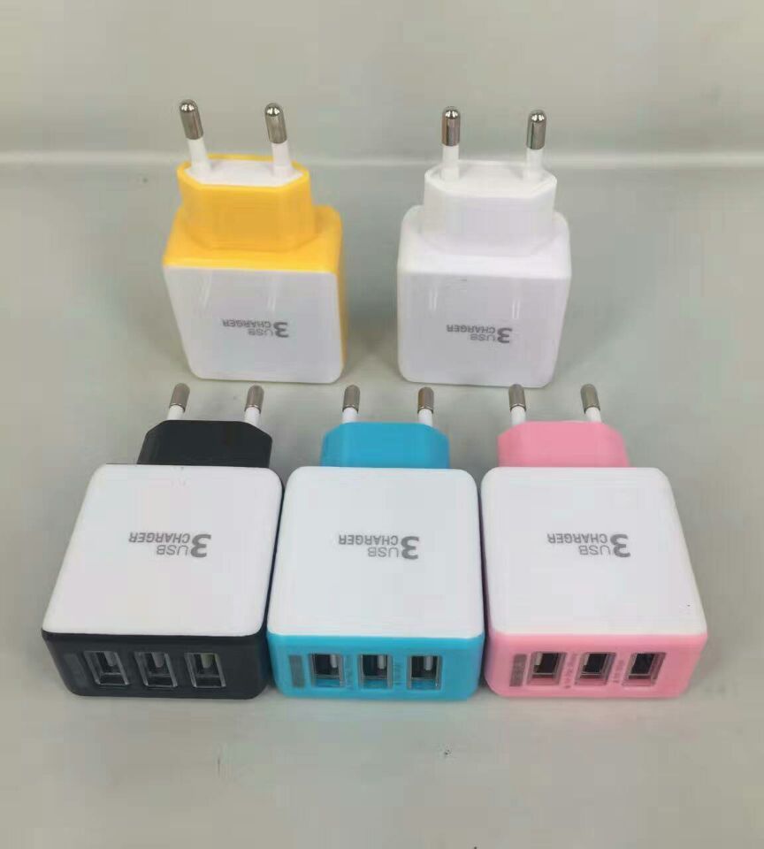 3 USB Port 2A Real Wall Charger EU US PLUG IC POWER ADAPTER For Smart ...