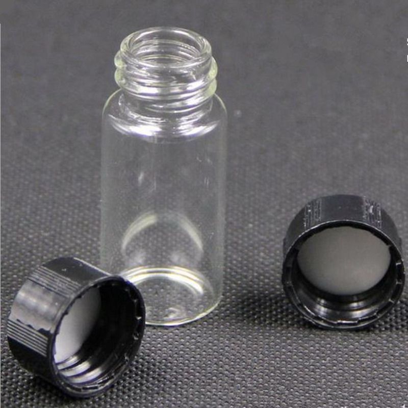 10ml Glass Vials With Black White Screw Top, 10cc Mini Tubular Glass ...
