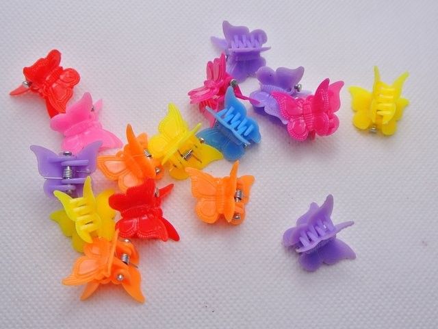 2021 Mixed Color Butterfly Clips For Kids Plastic Butterfly Mini Hair ...