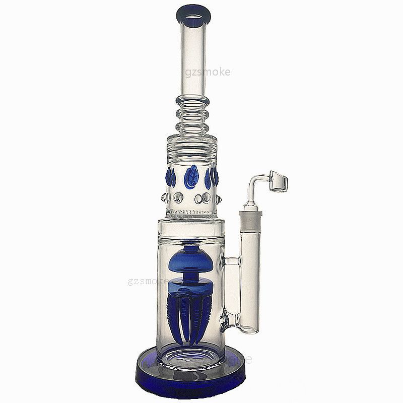 2020 Straight Tube Bongs Honeycomb Glass Bong Two Layer Percolator ...