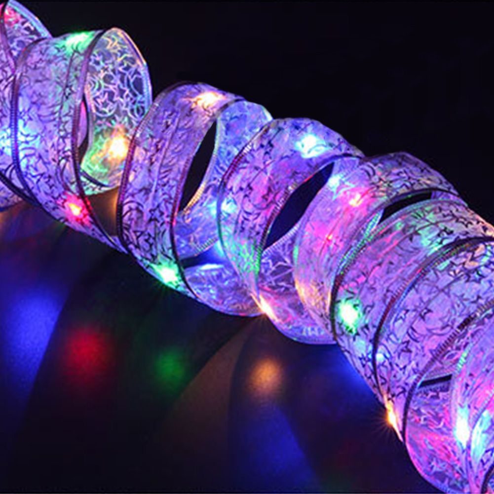 4m 40leds Battery Operated Colorful LED Silk Ribbon String Fairy Copper ...