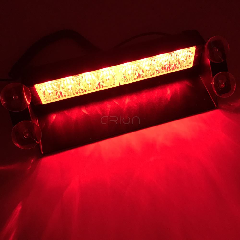12 24 Car 8 LED Blue Red Amber White Car Police Strobe Flash Light Dash ...