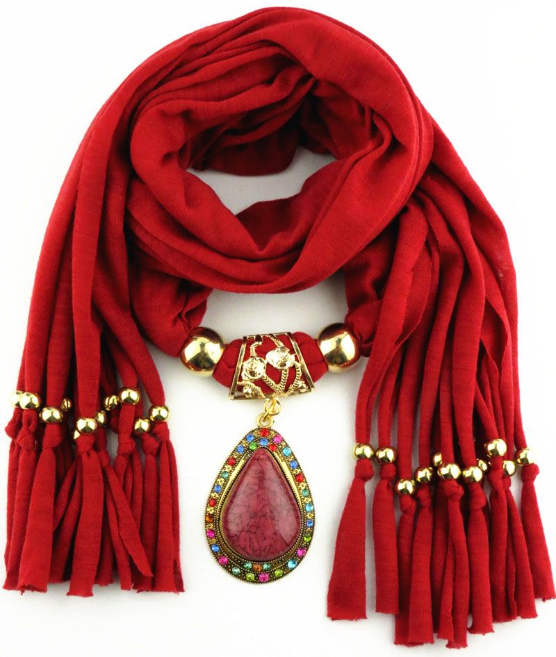 Antique Gold Drop Pendant Scarves With Resin Colorful Rinstone Unique ...