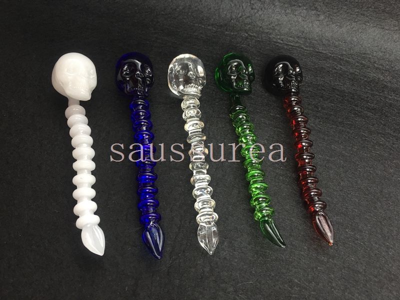 Newest Design Curved Skull Glass Dabber With 5 Inches Length Glass ...