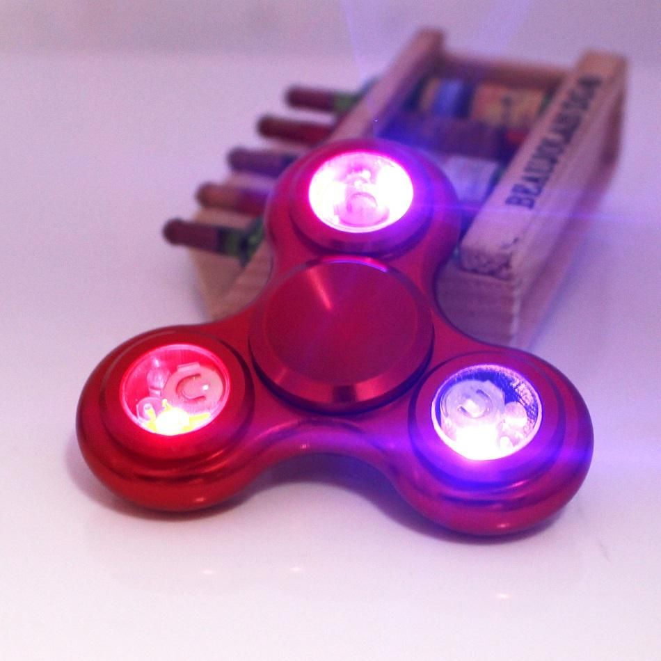 LED Light Hand Spinner Metal Fidget Spinners Finger Fingertip Gyro Tri ...