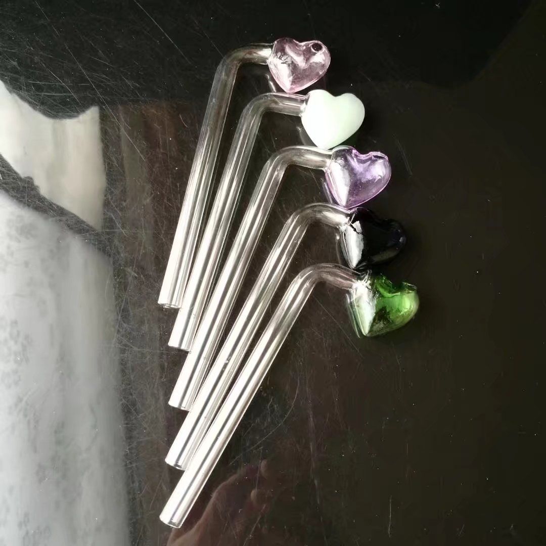 Long Peach Pot Glass Bongs Accessories , Colorful Pipe Smoking Curved ...