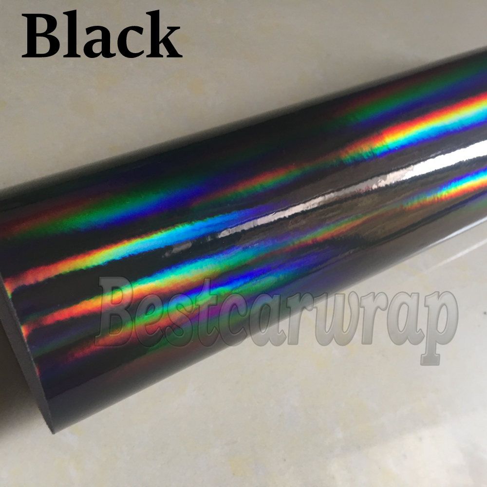 Chrome Black Holographic Vinyl Film For Car Wrap With Air Bubble Free ...