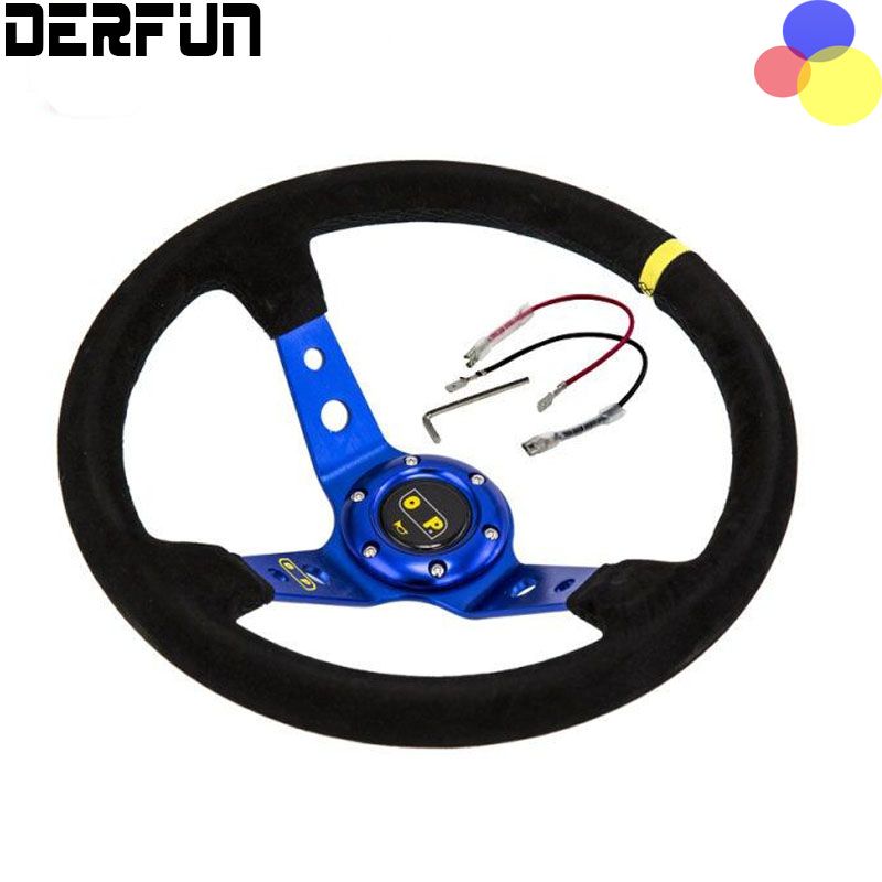 Modified Steering Wheel Suede Leather Automobile Race Steering Wheel ID ...