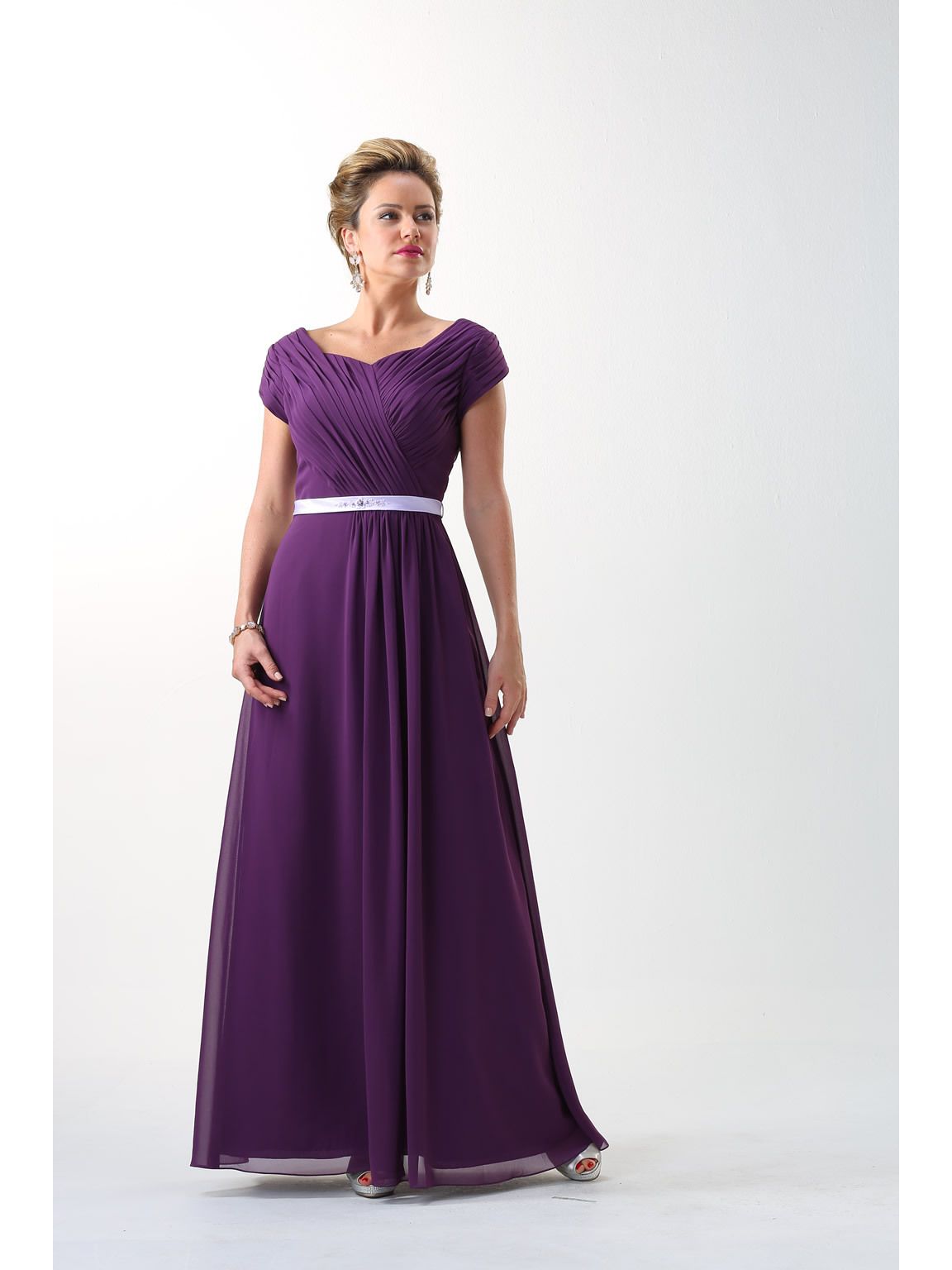 Modest Purple Bridesmaid Dress