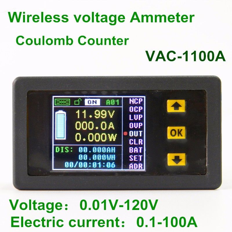 Color Multifunction Digital LED VAT1100A Power Meter Monitor Coulomb ...