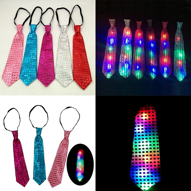 2020 LED Luminous Sequin Neck Ties Kids Adult Changeable Colors Necktie ...