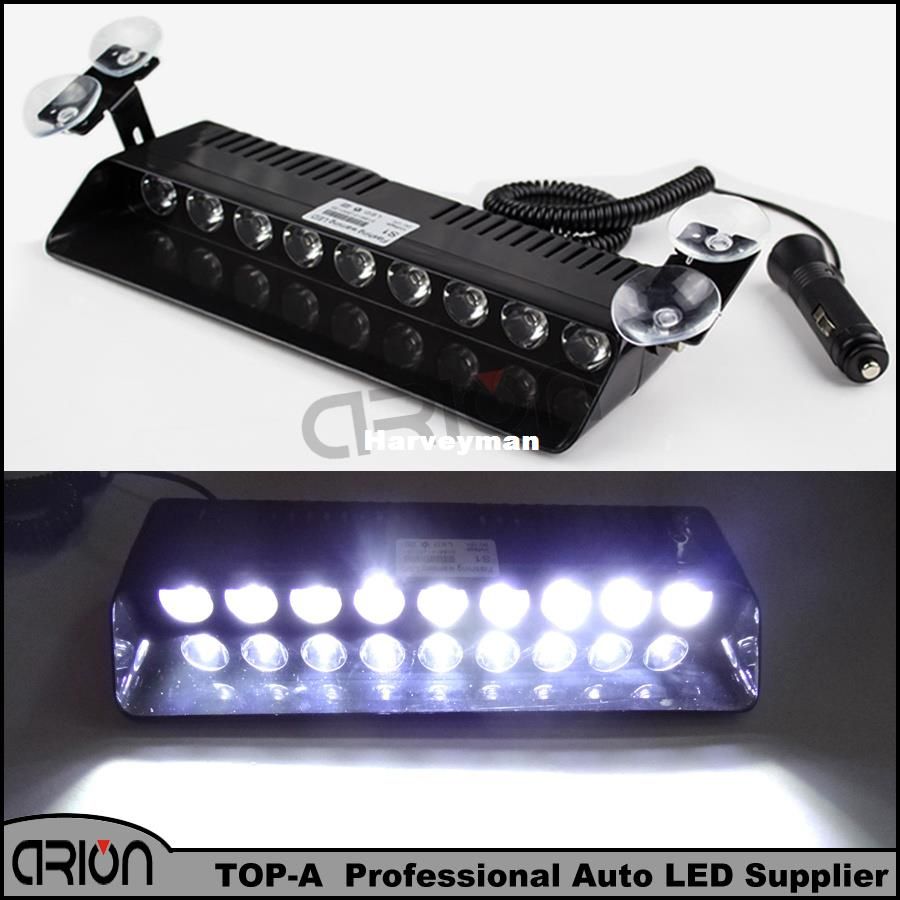White 9 LED 27W Windshield Warning Light Car Strobe Lightbar Police ...
