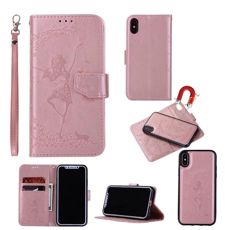 For Iphone X 8 PU Wallet Case Cover 2 In 1 Little Girl Case Pouch With ...