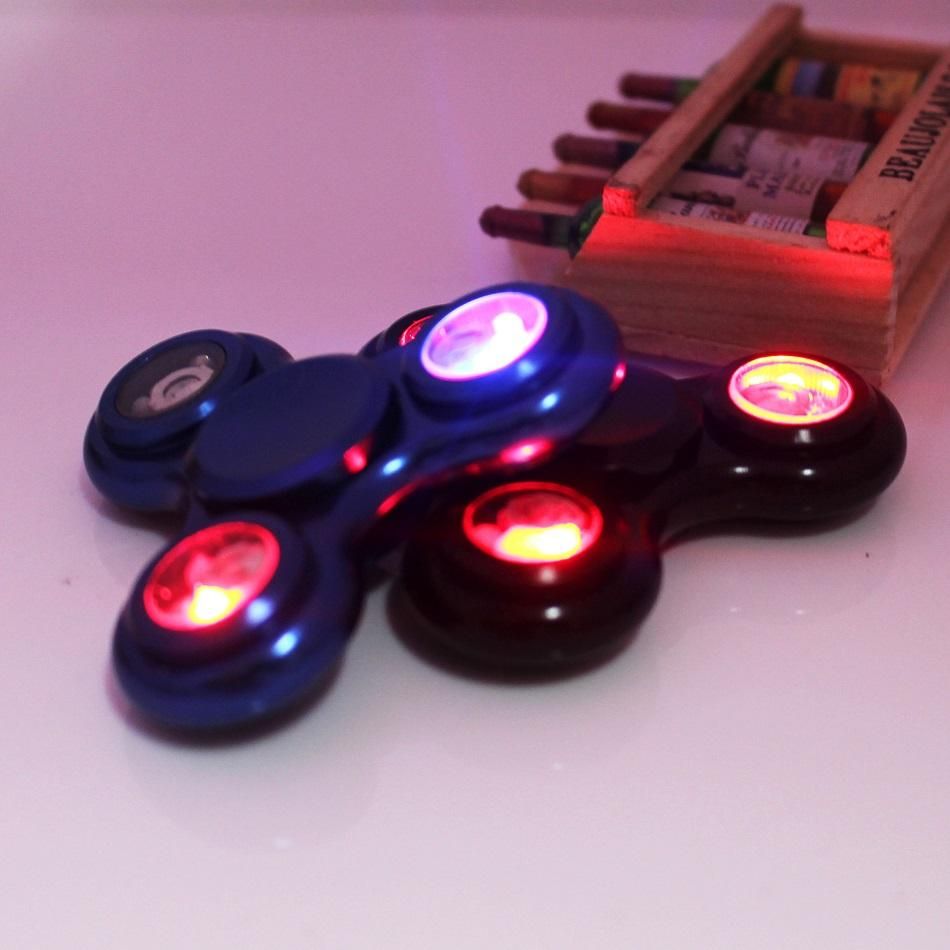 LED Light Hand Spinner Metal Fidget Spinners Finger Fingertip Gyro Tri ...