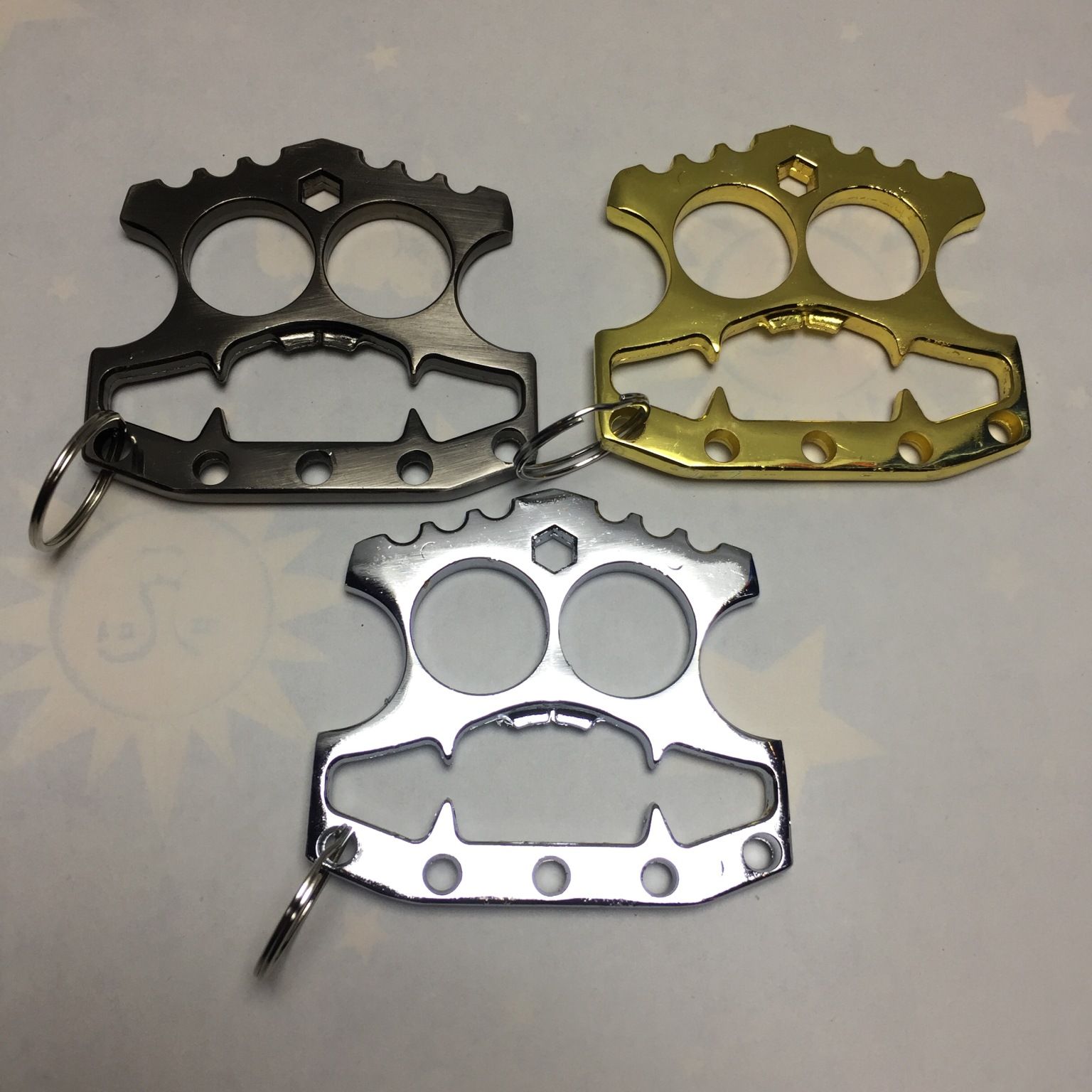 New Skull Self Defense Keychain With Opener,Survival Tool Brass Knuckle ...