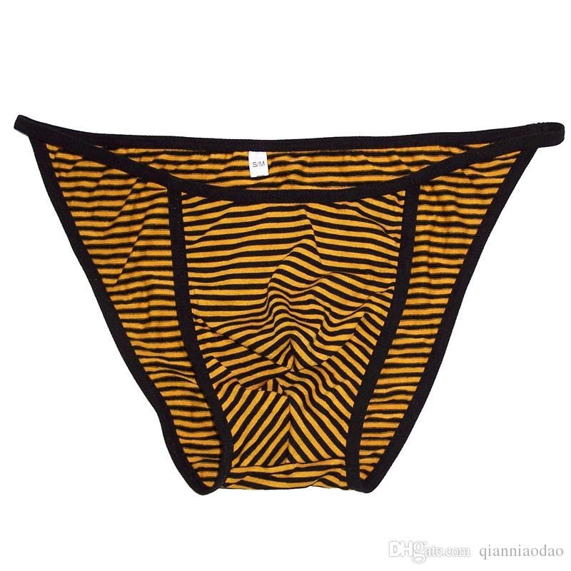 Mens String Bikini Fashional Panties Front Pouch Stripes Poly Cotton ...