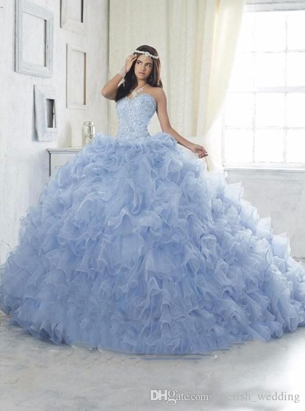 Light Blue Puffy Quinceanera Dresses