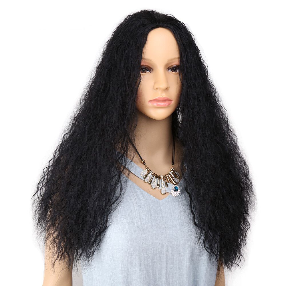 Long Wig Synthetic Hair Wig Waialiki Fake Hair Black Full Wig For Women ...