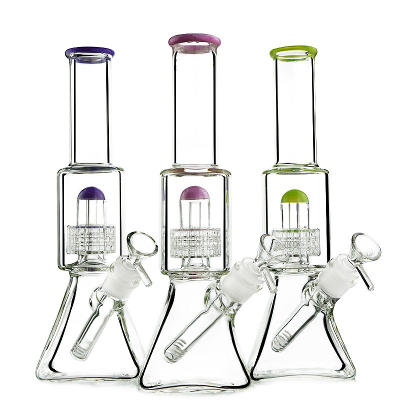 2021 11 Inches Colorful Glass Bongs Domed Matrix Square Pyramid Beaker ...