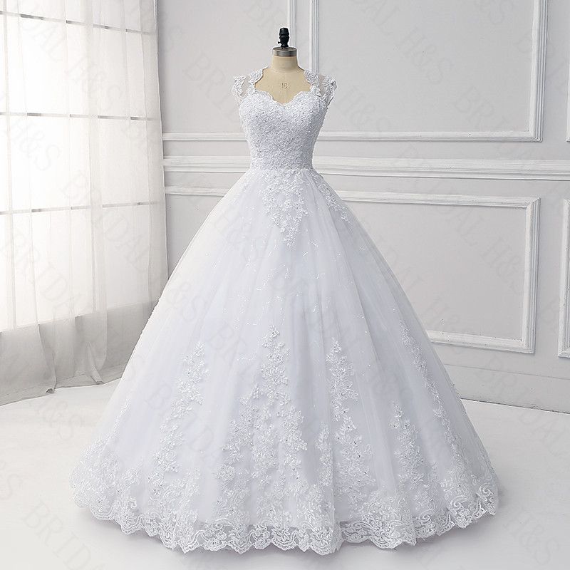 Princess Detachable Wedding Dresses Lace Appliques Ball Gown Removable ...