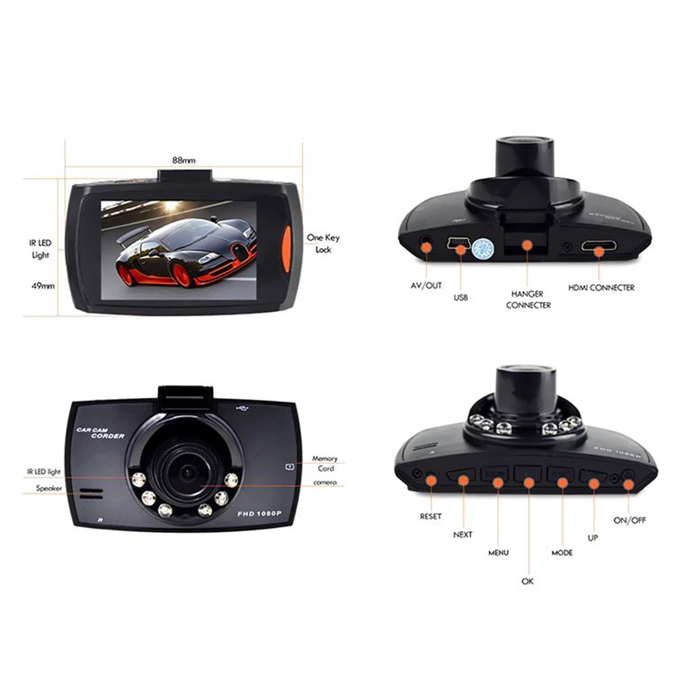 G30 Car Camera 2.4 Full HD 1080P Car DVR Video Recorder Dash Cam 120 ...