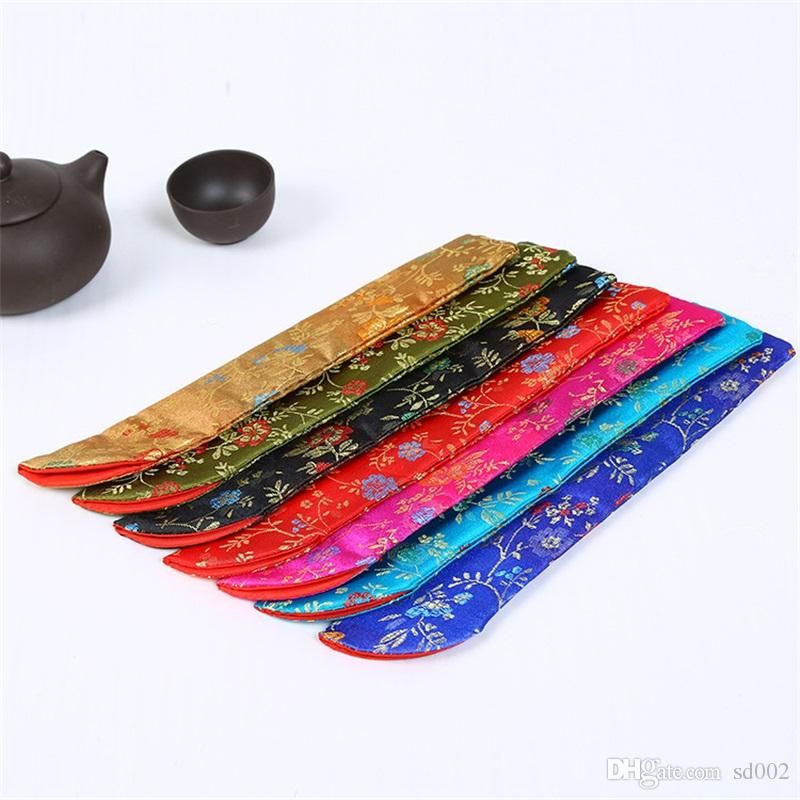 Exquisite Handmade Packing Bags Embroidery Hand Fan Pouch Colorful Silk ...