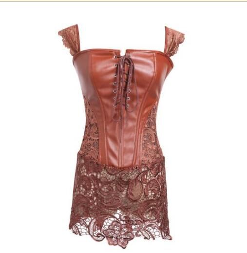 S 6xl Plus Size Lingerie Women Black Faux Leather Burlesque Steampunk