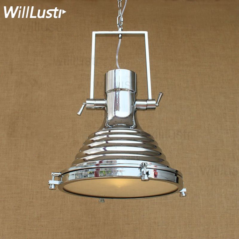 MARITIME Pendant Light Vintage Industrial Antiqued Brass Antique Chrome ...