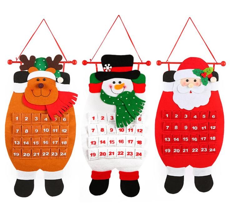 Stocking Santa Claus Christmas Advent Calendar Countdown Xmas Fabric ...