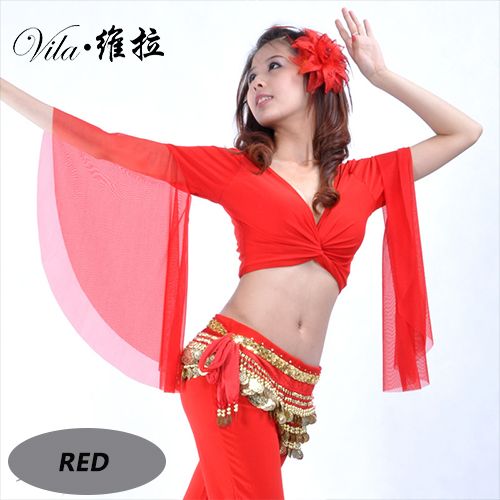 Sexy Belly Dance Top For Women Belly Dancing Costume Yoga Tops Big Gauze Sleeves Top From