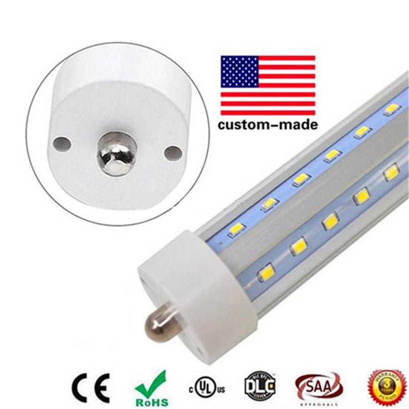 72W 8FT Single Pin FA8 T8 96 LED Tube Light 8 Feet V Shaped Double Row ...
