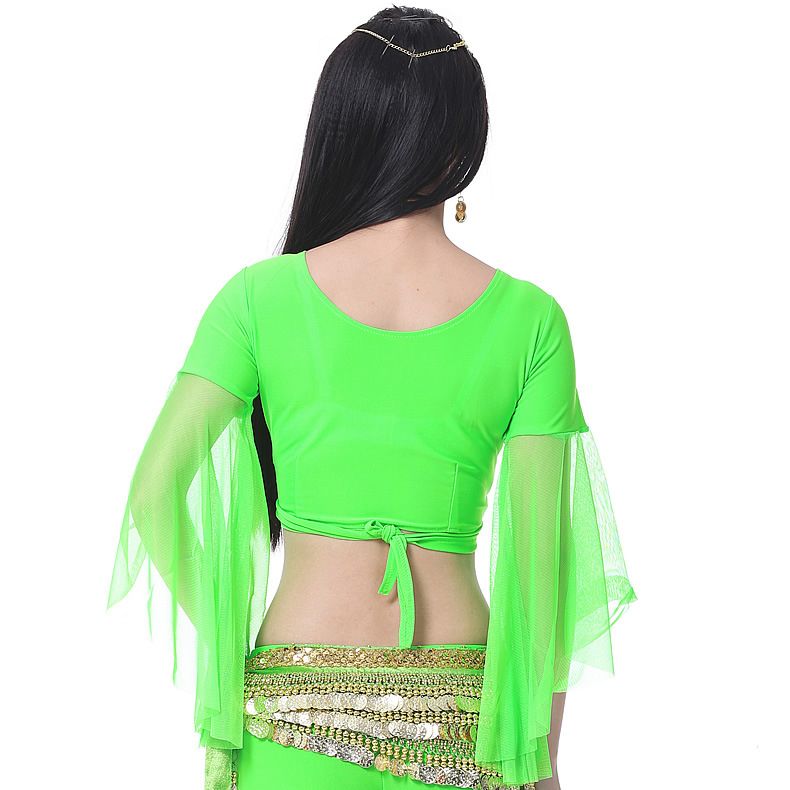 2021 Sexy Belly Dance Top For Women Belly Dancing Costume Yoga Tops Big Gauze Sleeves Top From